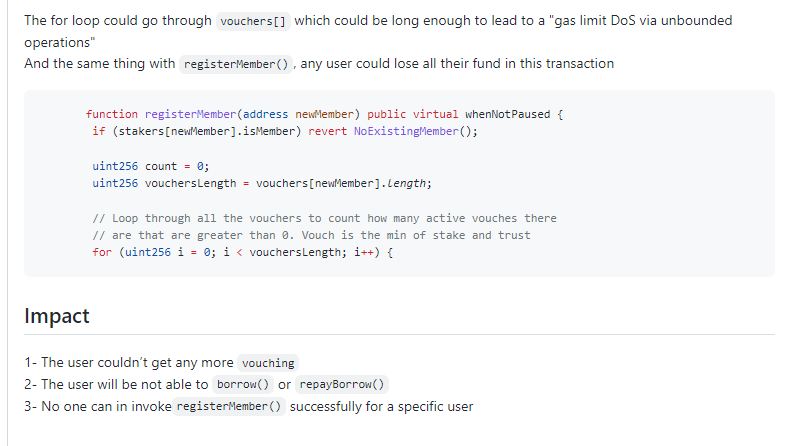 ctf_sec - Unbounded loop in registerMemeber.sol when register new ...