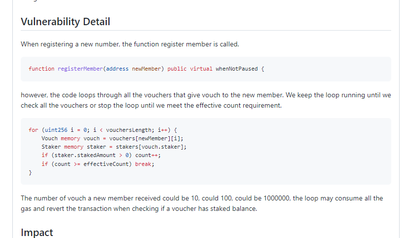 ctf_sec - Unbounded loop in registerMemeber.sol when register new ...