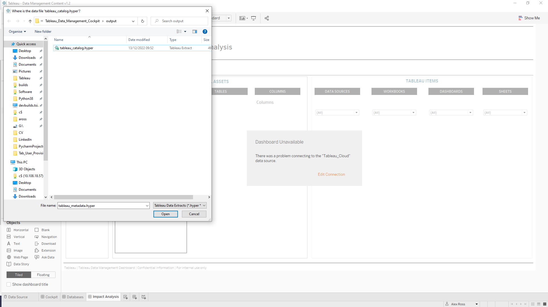 GitHub - alexfrancisross/Tableau_Data_Management_Cockpit: Tableau Data ...