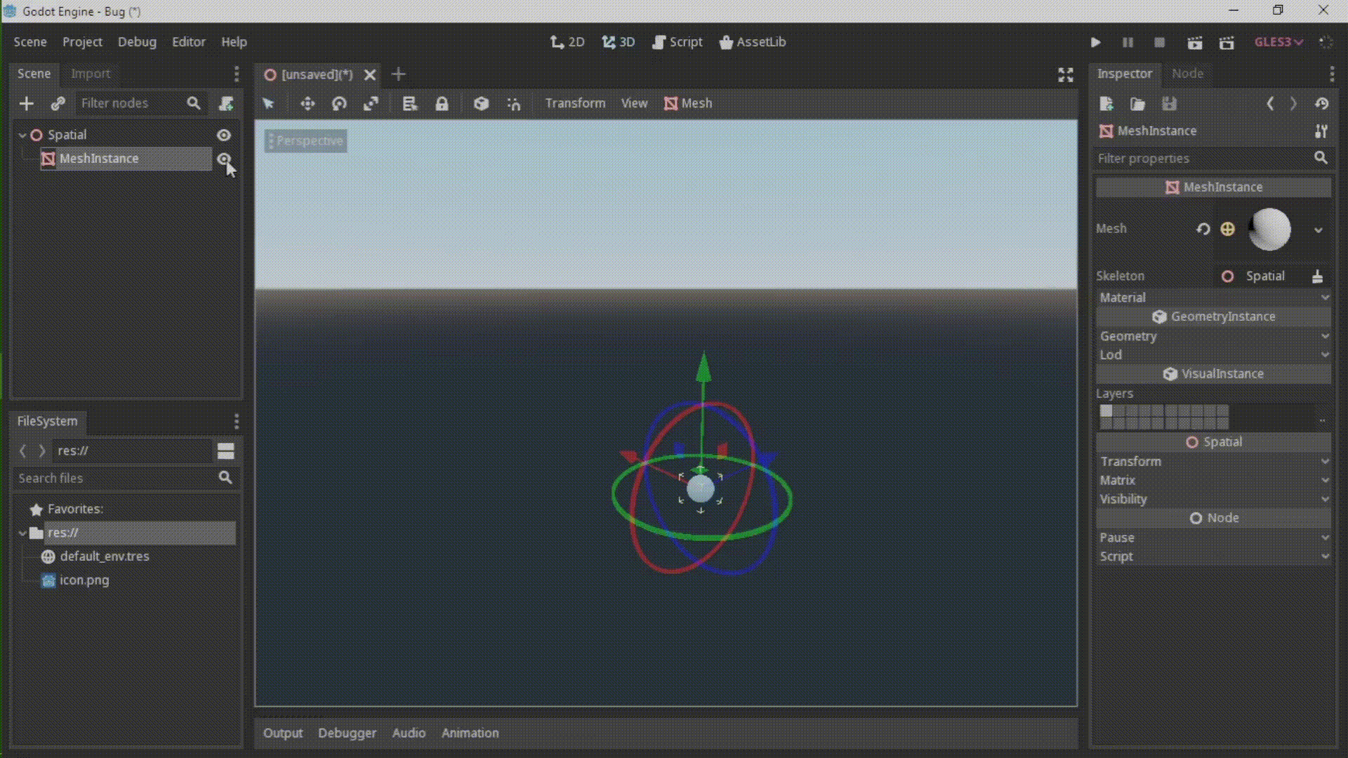 Weird GLES3 editor render behavior, when added MeshInstance · Issue #33680 · godotengine/godot ...