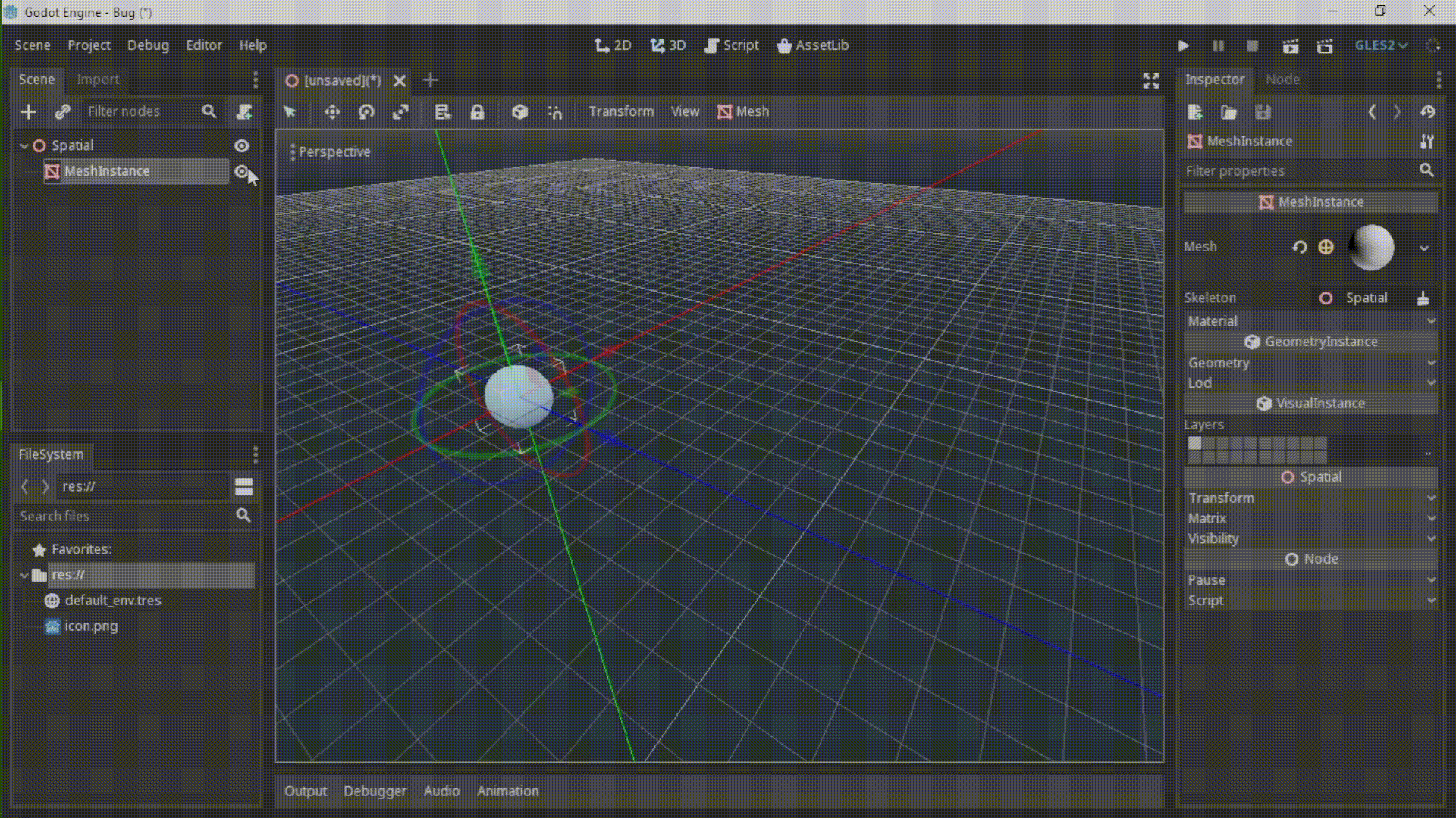 Weird GLES3 editor render behavior, when added MeshInstance · Issue #33680 · godotengine/godot ...