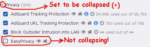 Filter List sections not collapsing · Issue #2304 · uBlockOrigin/uBlock-issues · GitHub