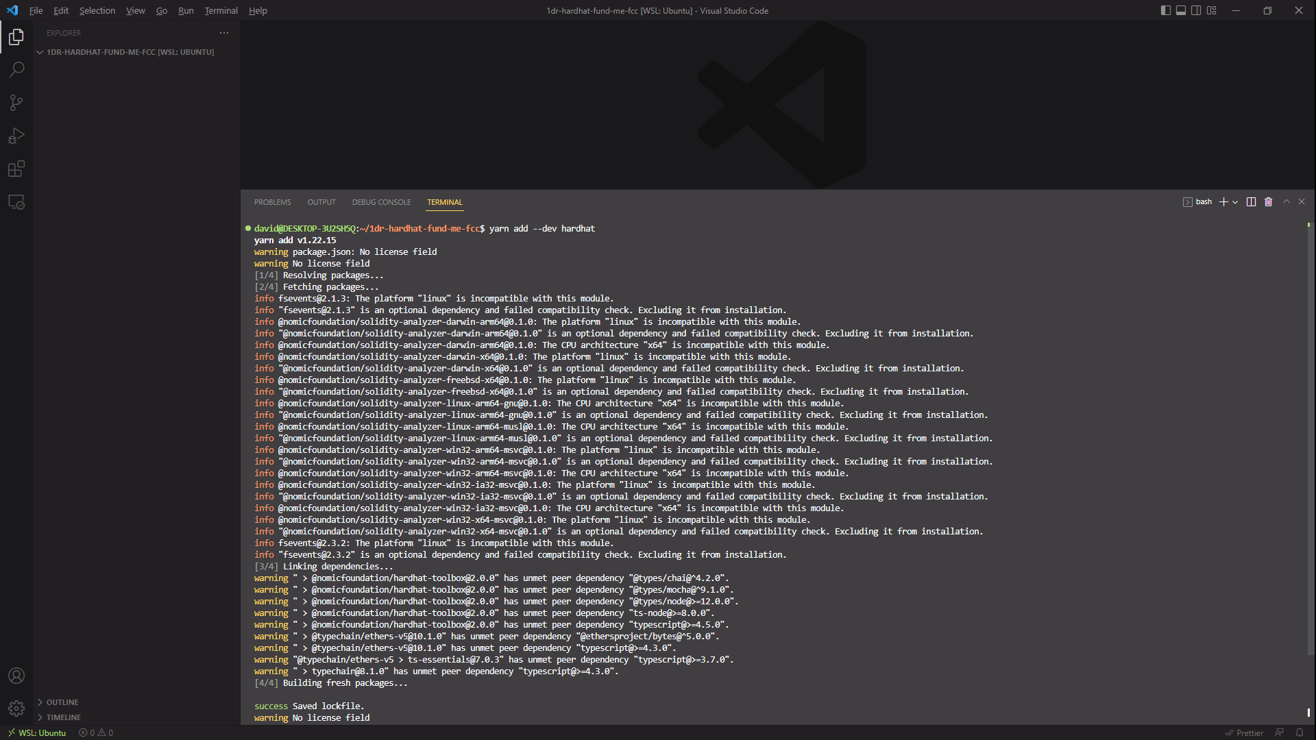 Lesson 7: Can't create sample project (10:04:00) · smartcontractkit ...