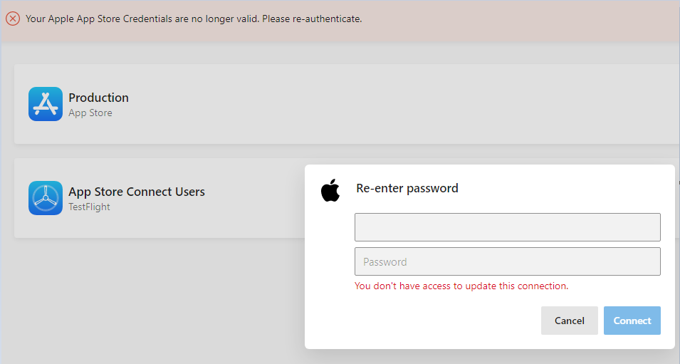 Being able to update App Store Credentials as Admin · Issue #1918 · microsoft/appcenter · GitHub