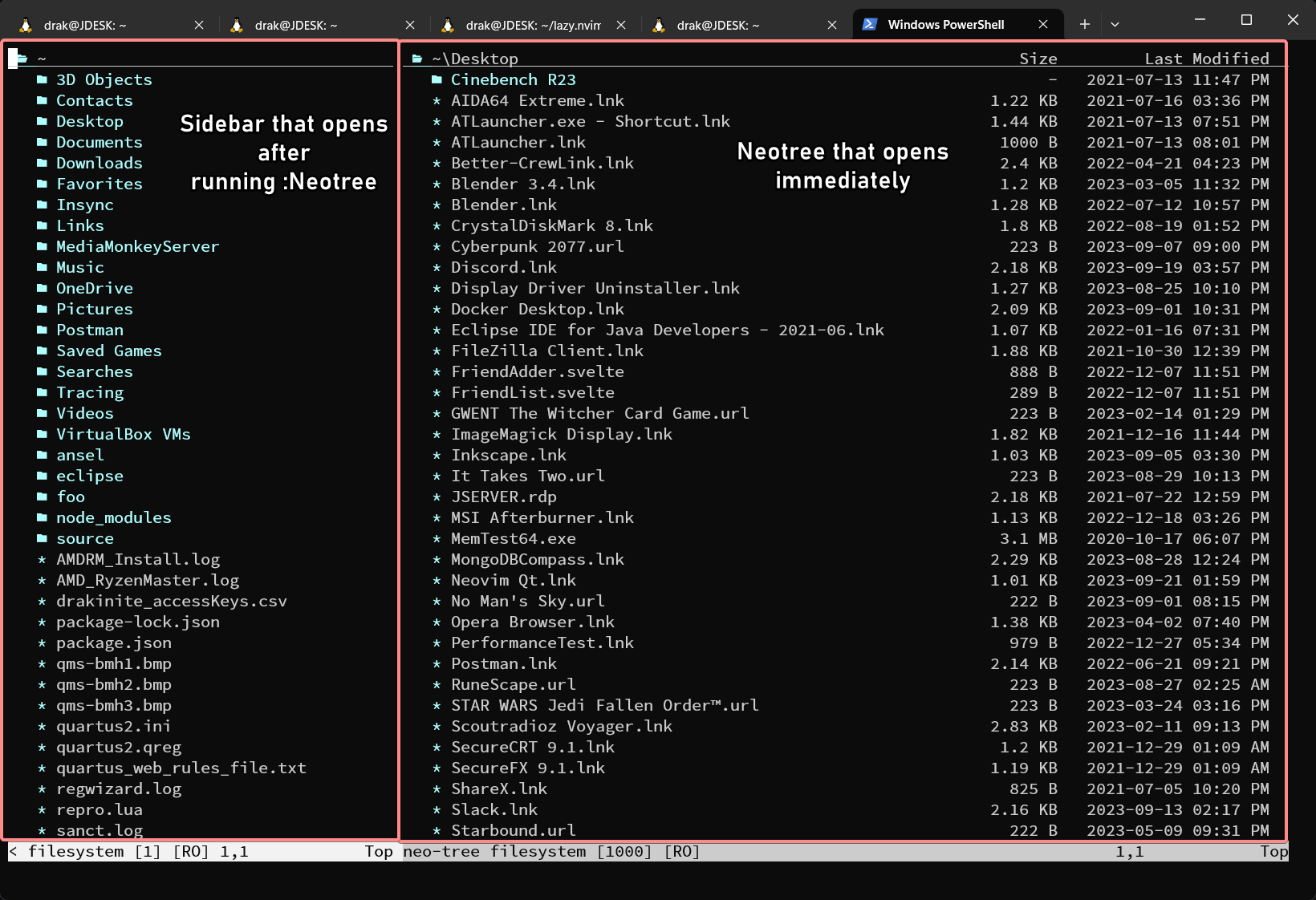 Bug When Opening Nvim In A Different Folder `neotree` Opens A Second Instance In The Wrong 0056