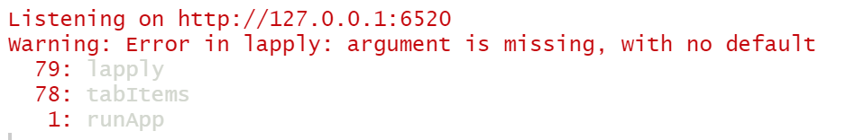 Interactive Ploting (IP) Warning Error in lapply argument is missing, with no default ...