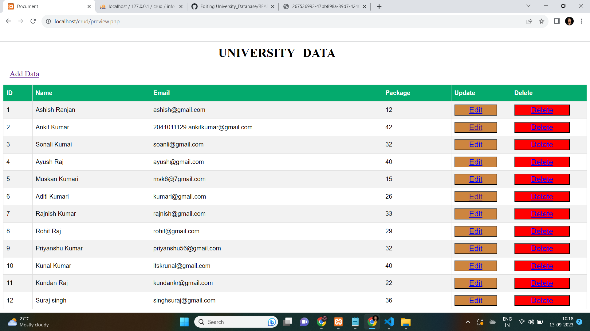 GitHub - Ankit-KumarP/University_Database