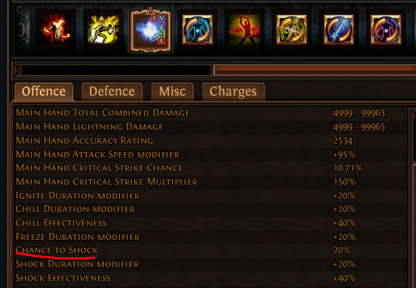 Anomalous energy blade's chance to shock not applying to skills using ...