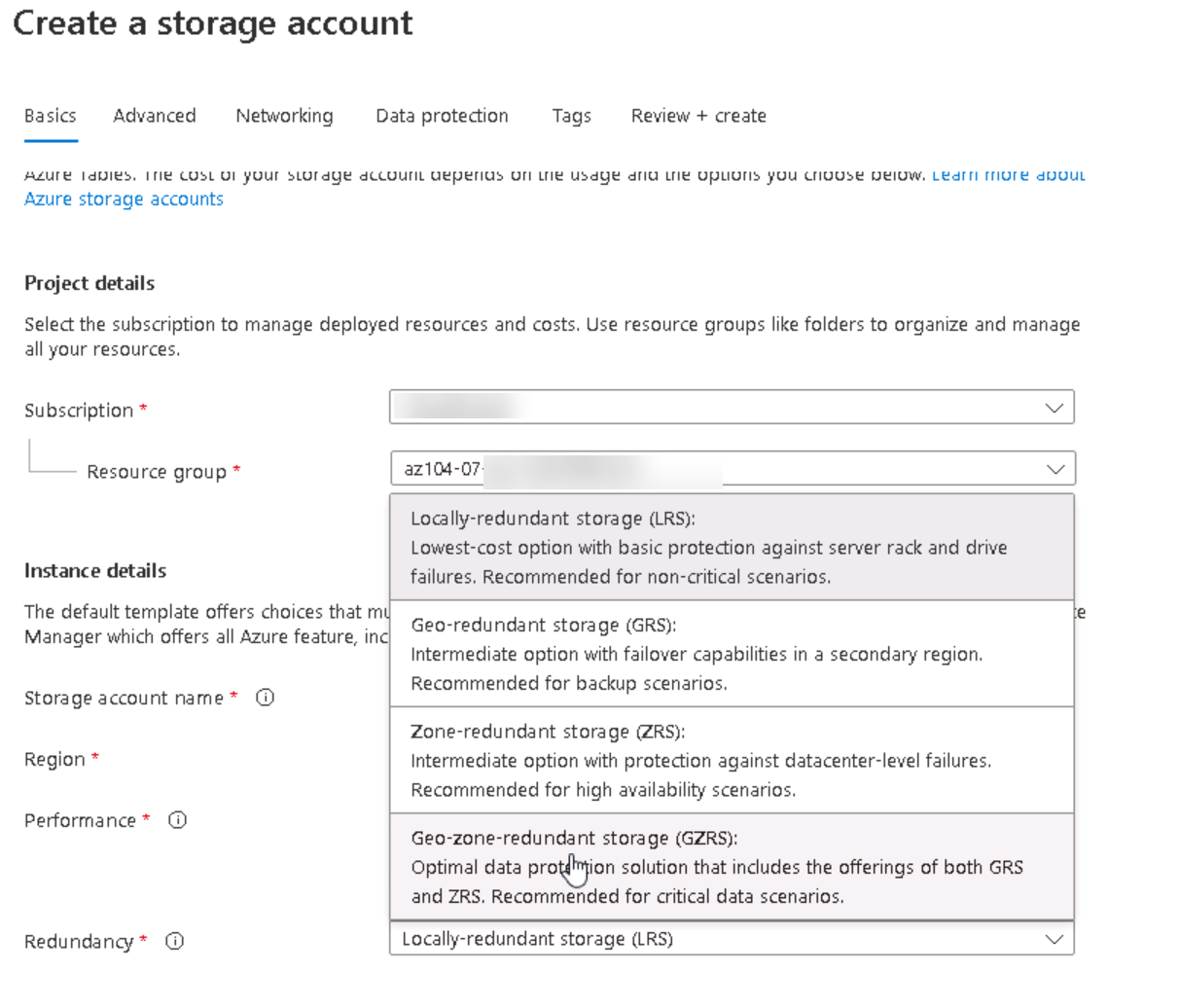 Lab07 - new Storage Account UI? · Issue #213 · MicrosoftLearning/AZ-104 ...