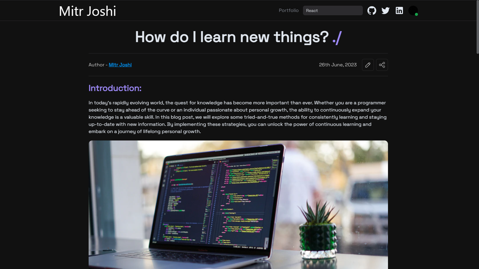 GitHub - Mitrjoshi/Mitr-Joshi-Blog: Mitr Joshi Blog is a dynamic web project showcasing a ...