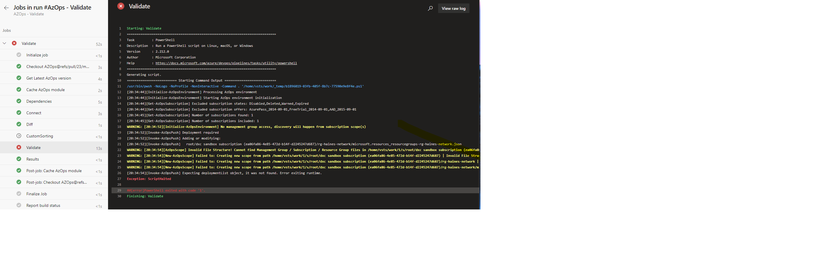 Validate And Deploy Pipeline Fails Using Latest Build · Issue 775 · Azureazops · Github