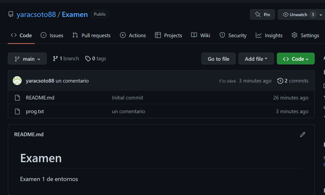 GitHub - yaracsoto88/Examen: Examen 1 de entornos
