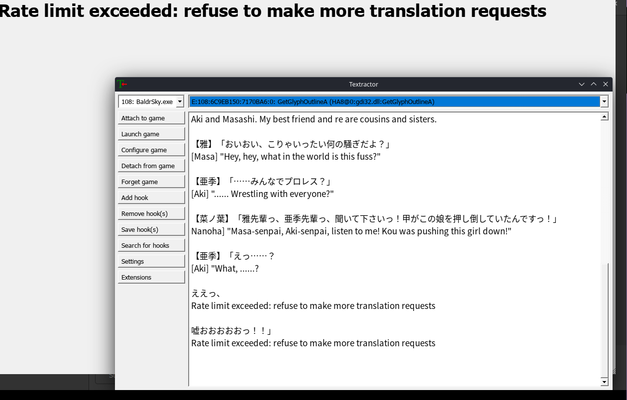Rate limit exceeded: refuse to make more translatoin request · Issue #1045 · Artikash/Textractor ...