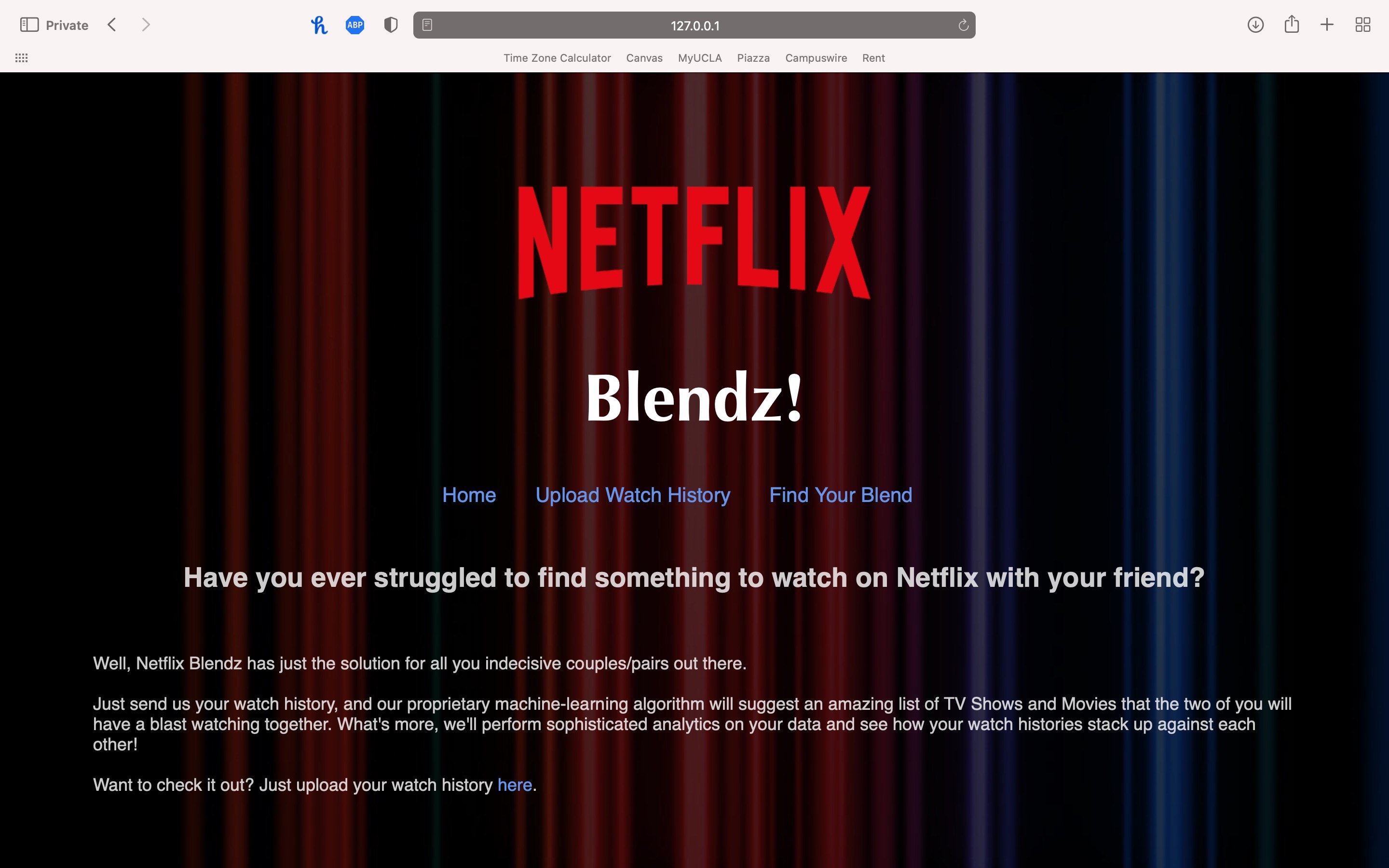 GitHub - praveen-bandla/netflixblends: A webapp where similarities in two users' Netflix viewing ...