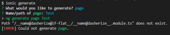 [ERROR] Could not generate page · Issue #3433 · ionic-team/ionic-cli · GitHub