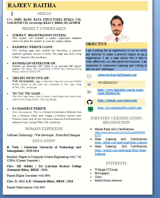 GitHub - rajeevrajak/myResume