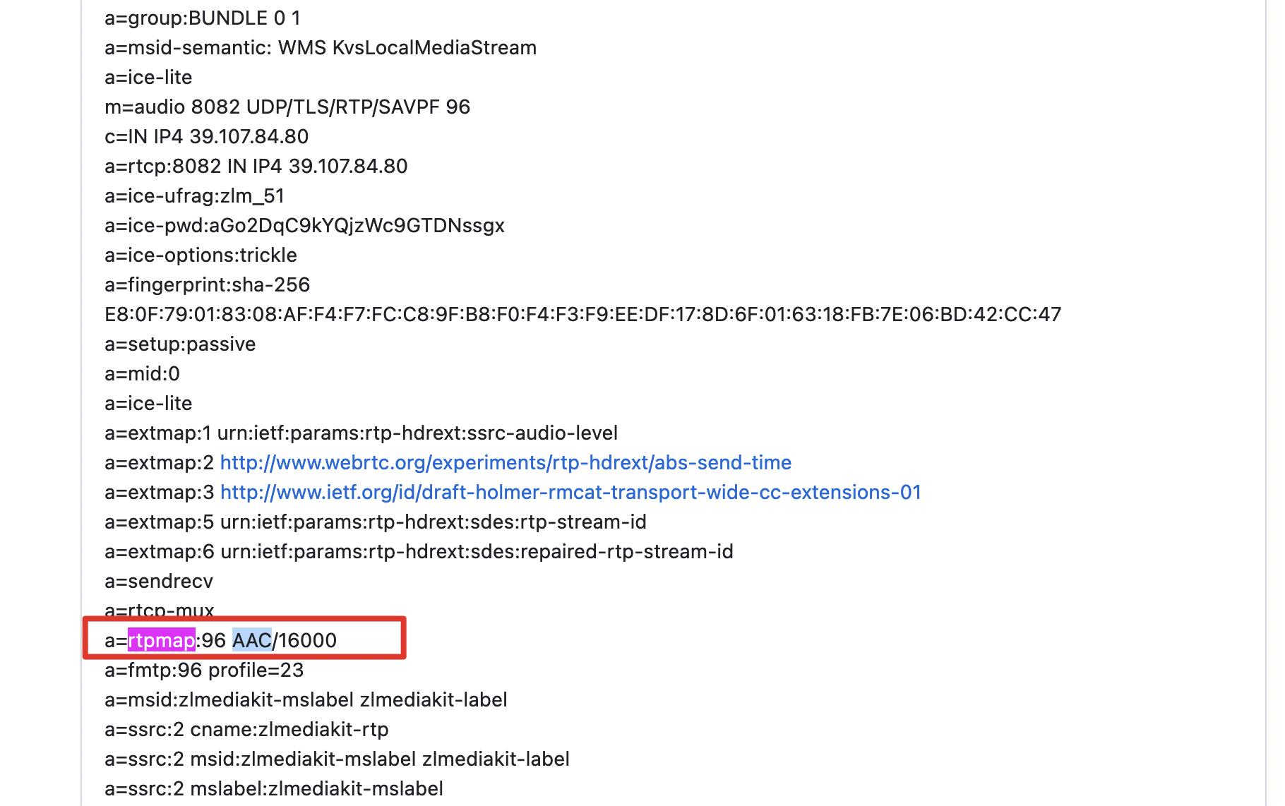 通过webrtc去zlm拉流的时候，zlm支持AAC的音频格式转发吗（webrtc已经支持AAC了） · Issue #2567 · ZLMediaKit/ZLMediaKit · GitHub