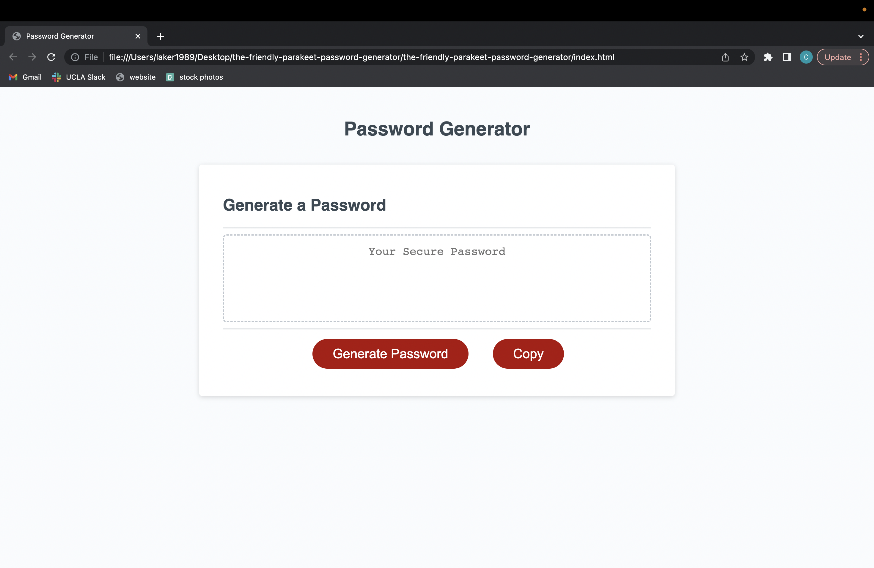 GitHub - CoreyKirschner/the-friendly-parakeet-password-generator: Password generator