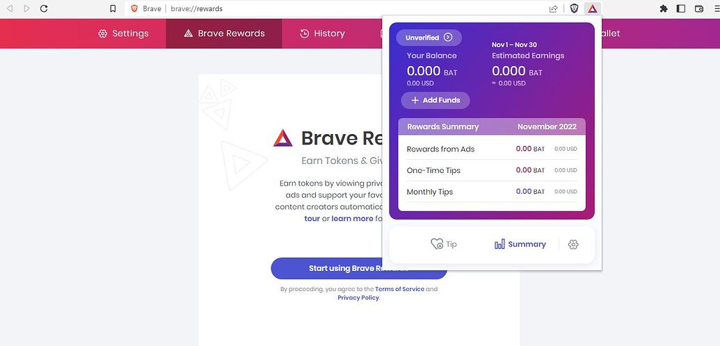 Unable to enable Brave Rewards, but Rewards panel is visible · Issue ...