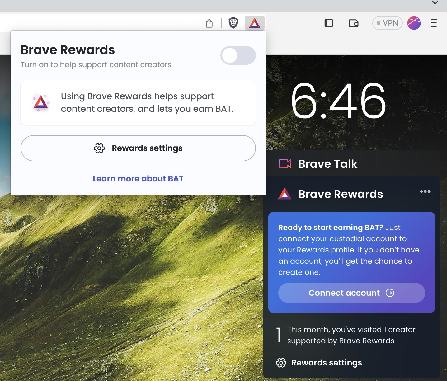 Prompt user to enable Brave Rewards when Rewards is toggled "off" in ...