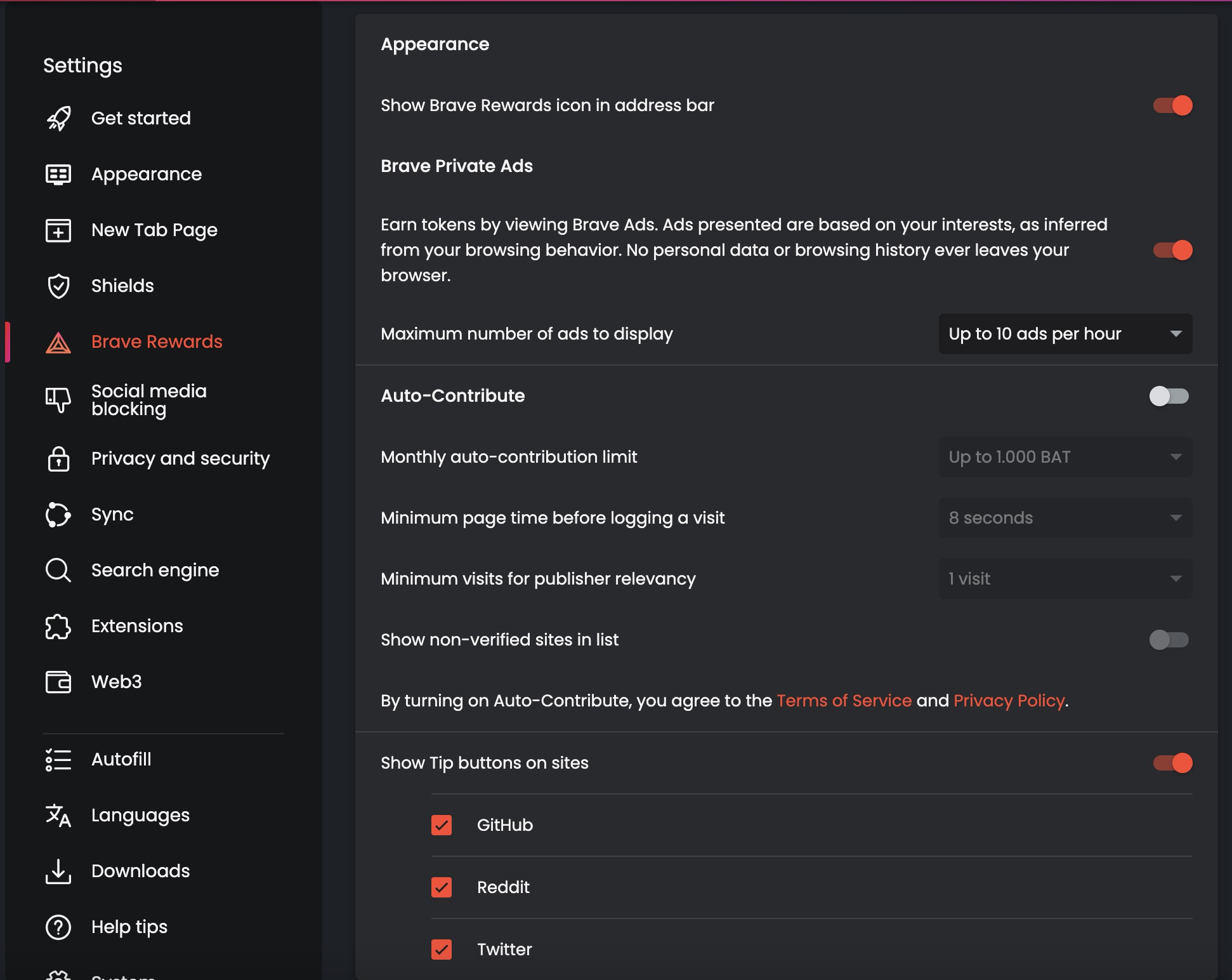 Lean on brave://rewards page for most Rewards settings in brave://settings/rewards · Issue ...