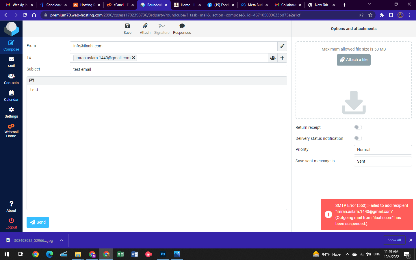 550 Outgoing mail from "" has been suspended. · Issue #8737 · roundcube/roundcubemail · GitHub