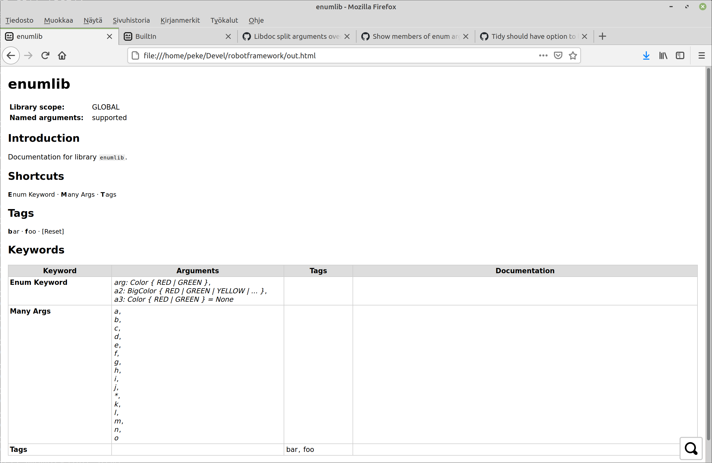 Libdoc Split Arguments And Tags In Keyword Table To Own Lines · Issue 3639 · Robotframework