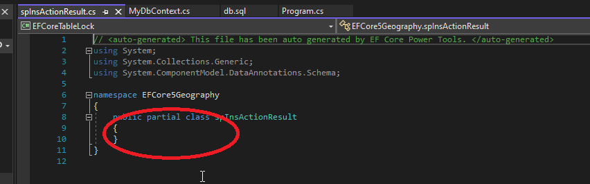 Stored procedure generation with lock failed to generate return properties · Issue #1338 ...