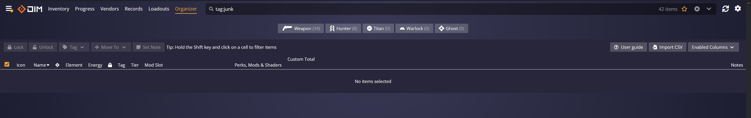 Organizer Search across subcategories · Issue #8835 · DestinyItemManager/DIM · GitHub
