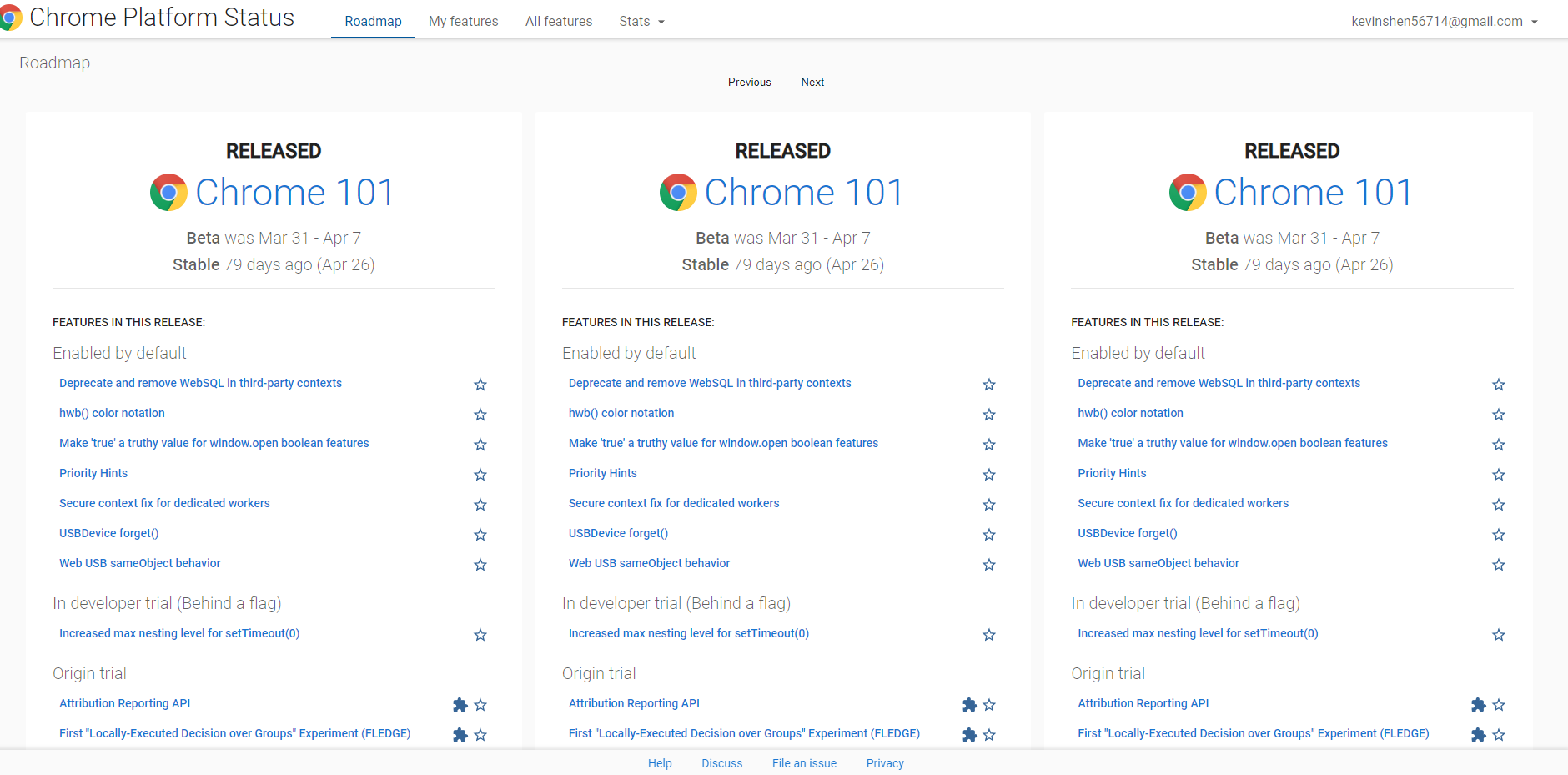 Roadmap "Previous" link only works when clicked slowly · Issue #2026 · GoogleChrome/chromium ...