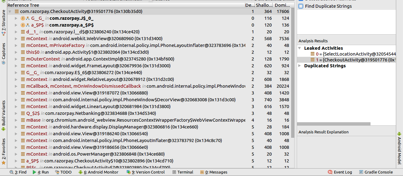Memory Leak In Checkoutactivity · Issue 30 · Razorpayrazorpay Android 