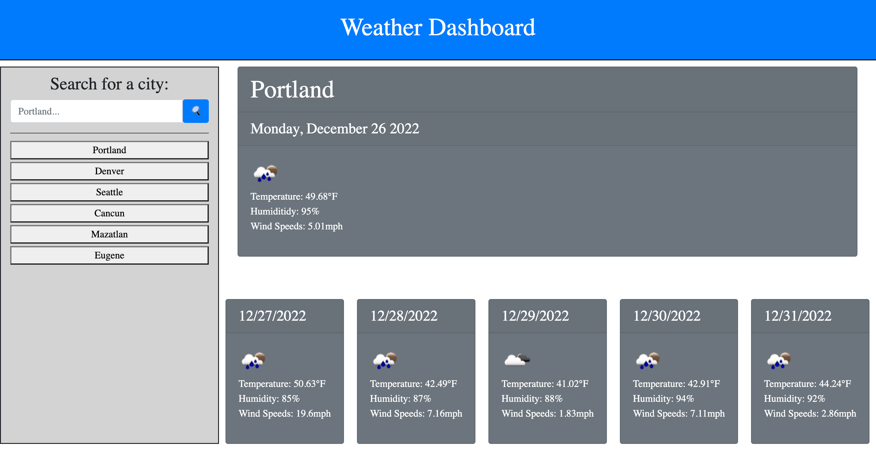 GitHub - DelgaMatt/Weather-Dashboard: A weather dashboard that provides updating weather ...