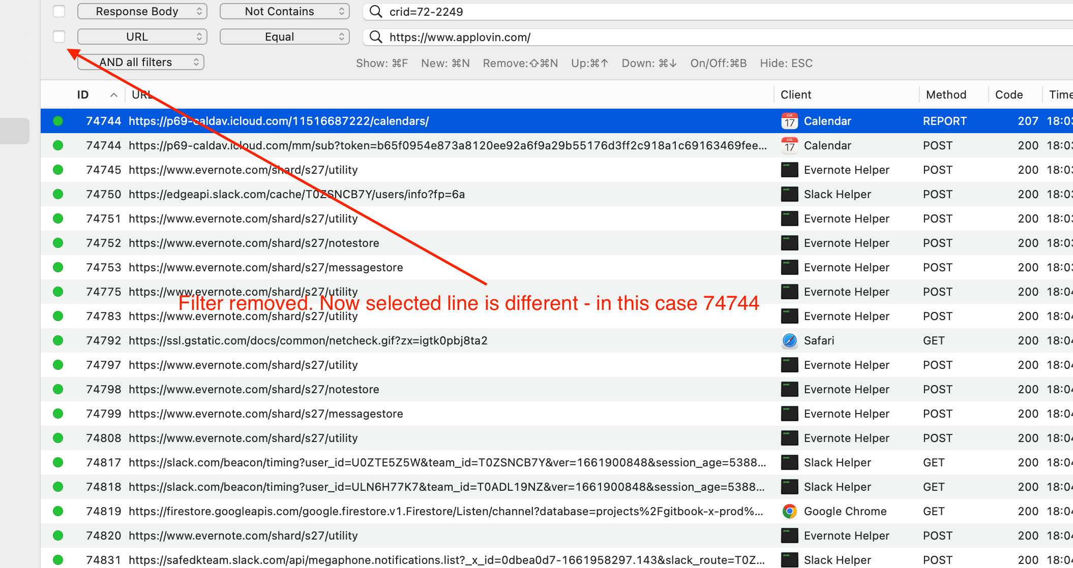 Highlighted request changes when canceling filters · Issue #1343 · ProxymanApp/Proxyman · GitHub