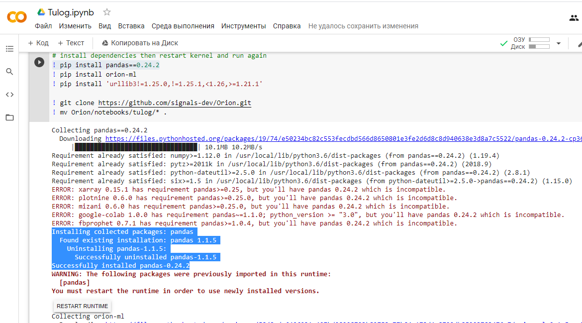 Running Tulog.ipynb notebook in colab · Issue #153 · sintel-dev/Orion · GitHub