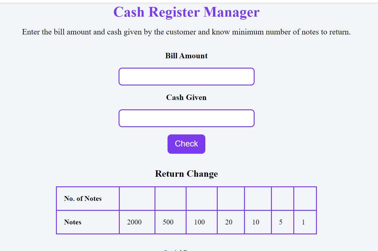GitHub - mtshah92/Cash-Register: Build in VanillaJS, to managing the ...