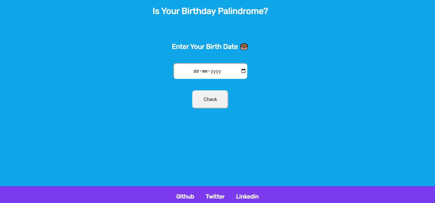 GitHub - mshah1098/Palindrone-Birthday: Check Birthday Palindrome or not