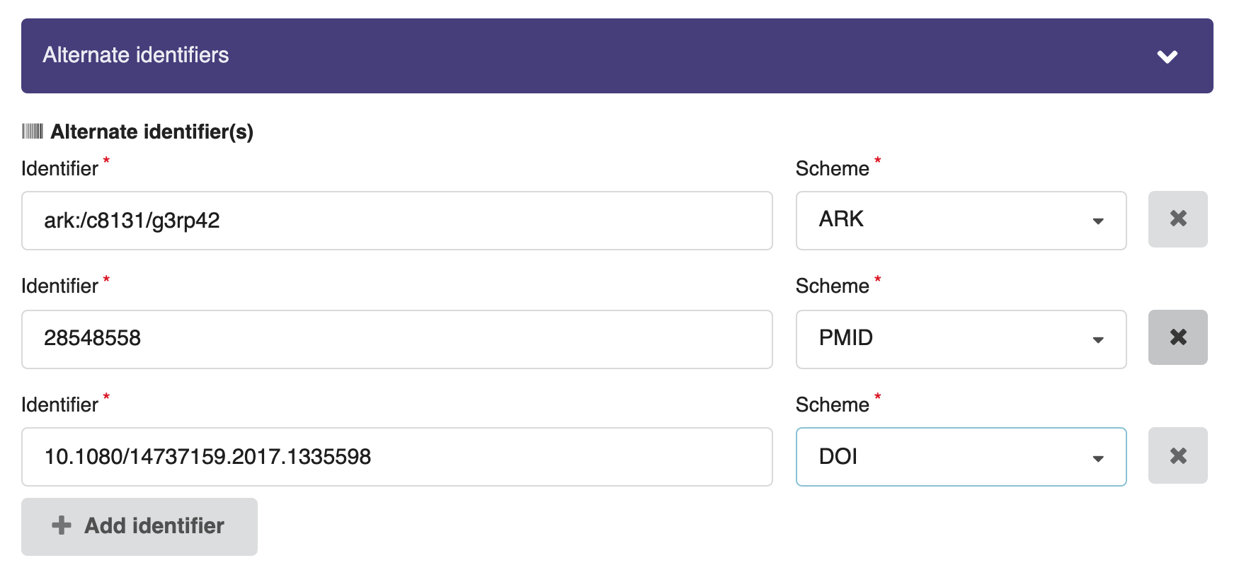 Alternative Identifiers deletion · Issue #1146 · inveniosoftware/invenio-app-rdm · GitHub