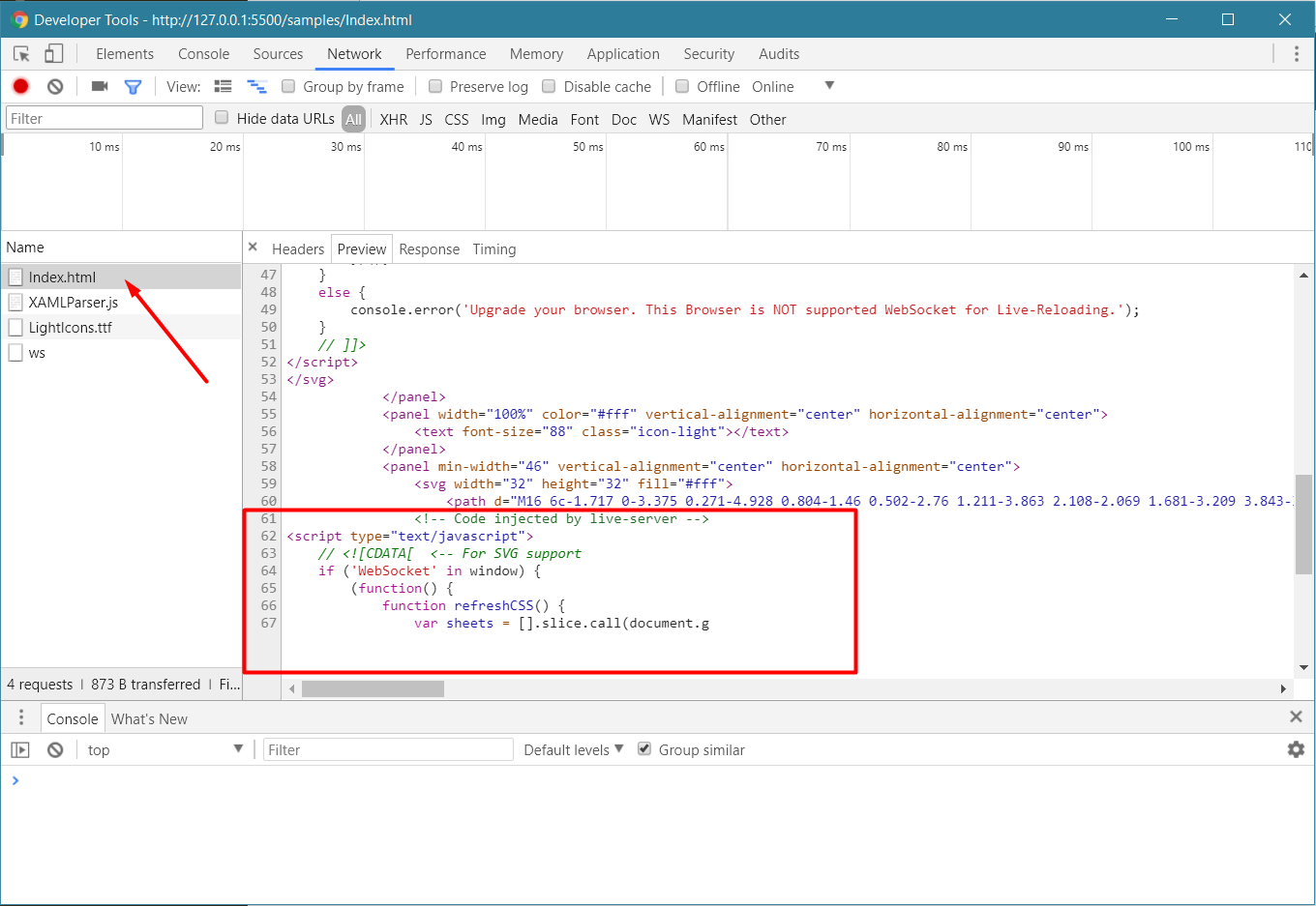 Live server is not working properly with a non-tradicional HTML ...