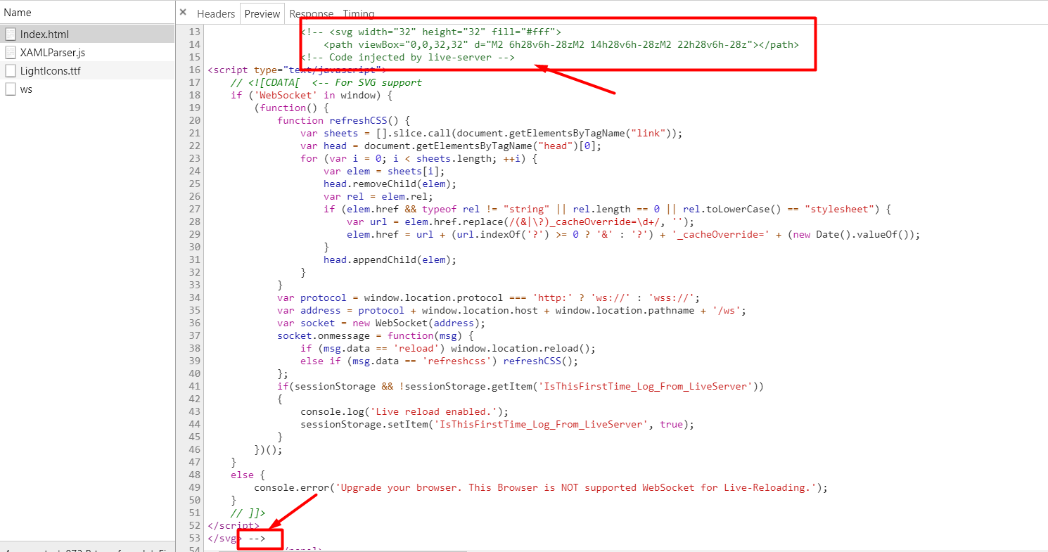 Live server is not working properly with a non-tradicional HTML ...