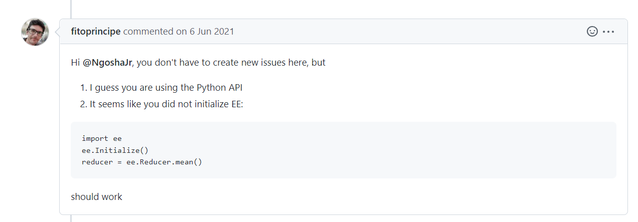 How to solve the " AttributeError: module 'ee' has no attribute 'Reducer' " ? · gee-community ...
