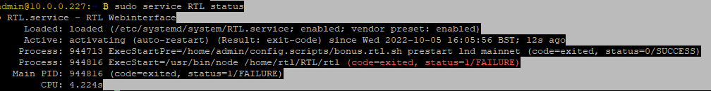 v1.8 Installing Lightning Terminal results in 502 Bad Gateway for RTL · Issue #3344 · raspiblitz ...