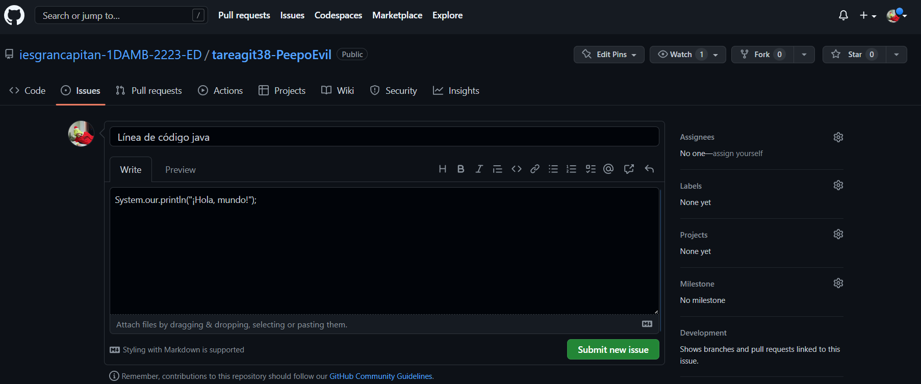 GitHub - iesgrancapitan-1DAMB-2223-ED/tareagit38-PeepoEvil: tareagit38-PeepoEvil created by ...