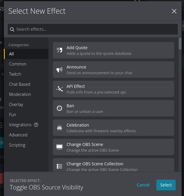 [Feature Request] Search/filter for OBS visibility sources · Issue #1982 · crowbartools/Firebot ...