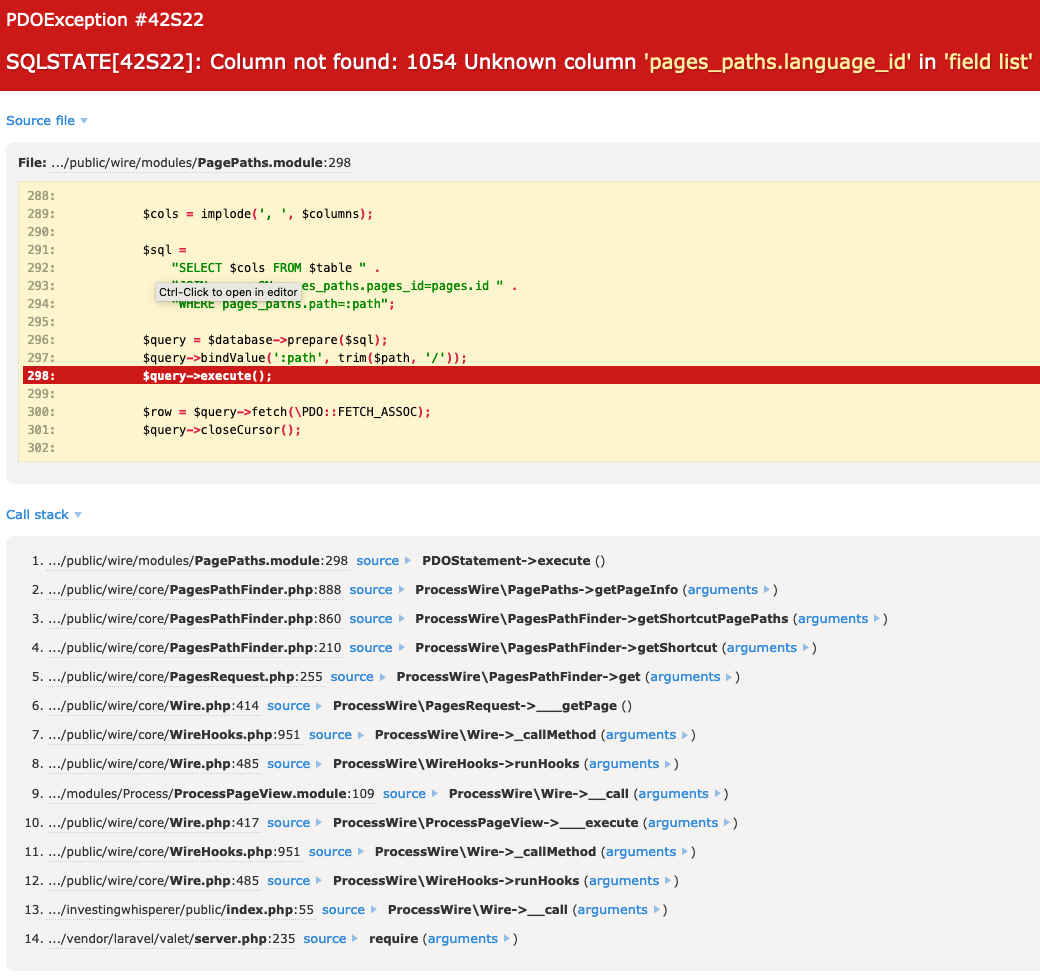 Getting a PDO exception error after updating to 3.0.185 · Issue #1446 · processwire/processwire ...