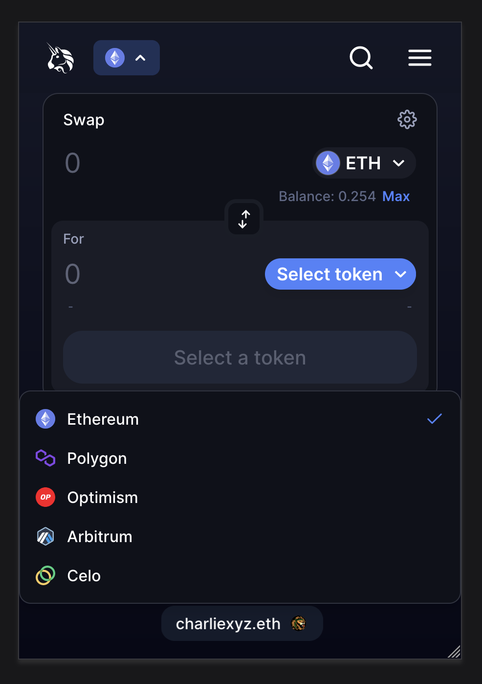 feat: mobile network switcher by cbachmeier · Pull Request #4486 · Uniswap/interface · GitHub