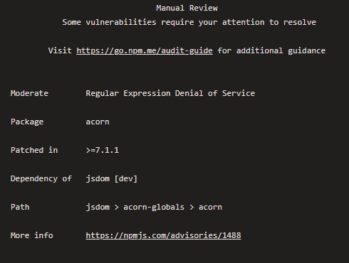 Security issue: please update Acorn · Issue #2882 · jsdom/jsdom · GitHub