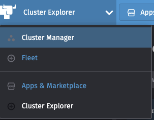 Can't tell cluster explorer is selected when I click on app drop-down ...