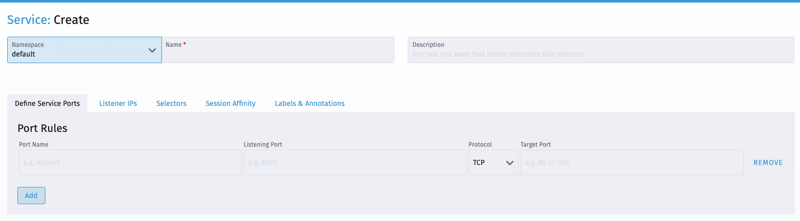 In Create: Service we should say what type of service they are creating ...