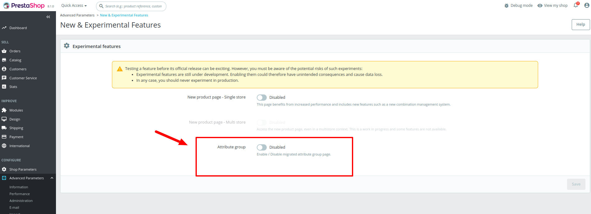 After the upgrade to develop branch , the new button of attribute group on new & Experimental ...