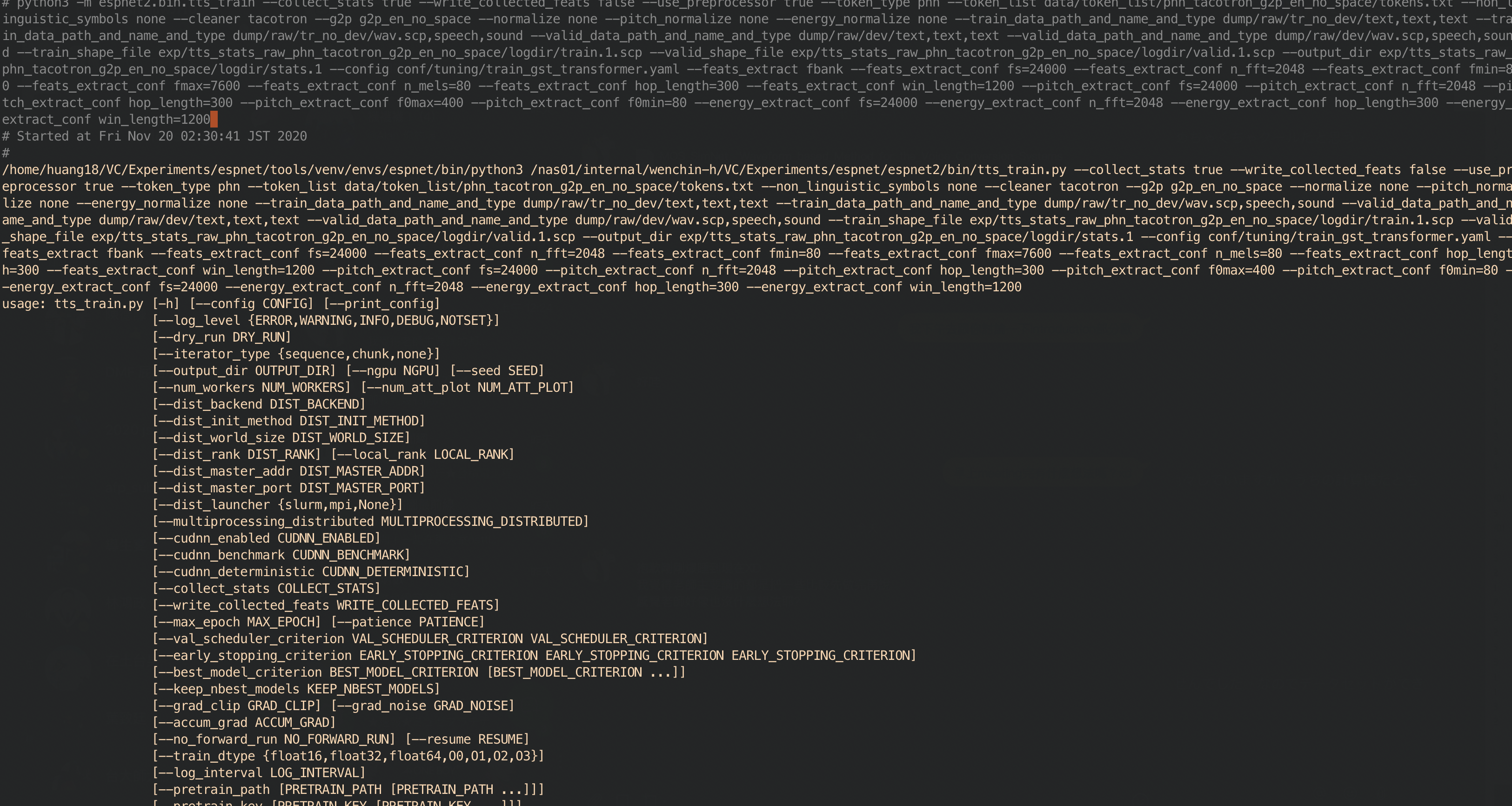 ESPnet2 TTS VCTK recipe stage 5 argument error · Issue #2701 · espnet/espnet · GitHub
